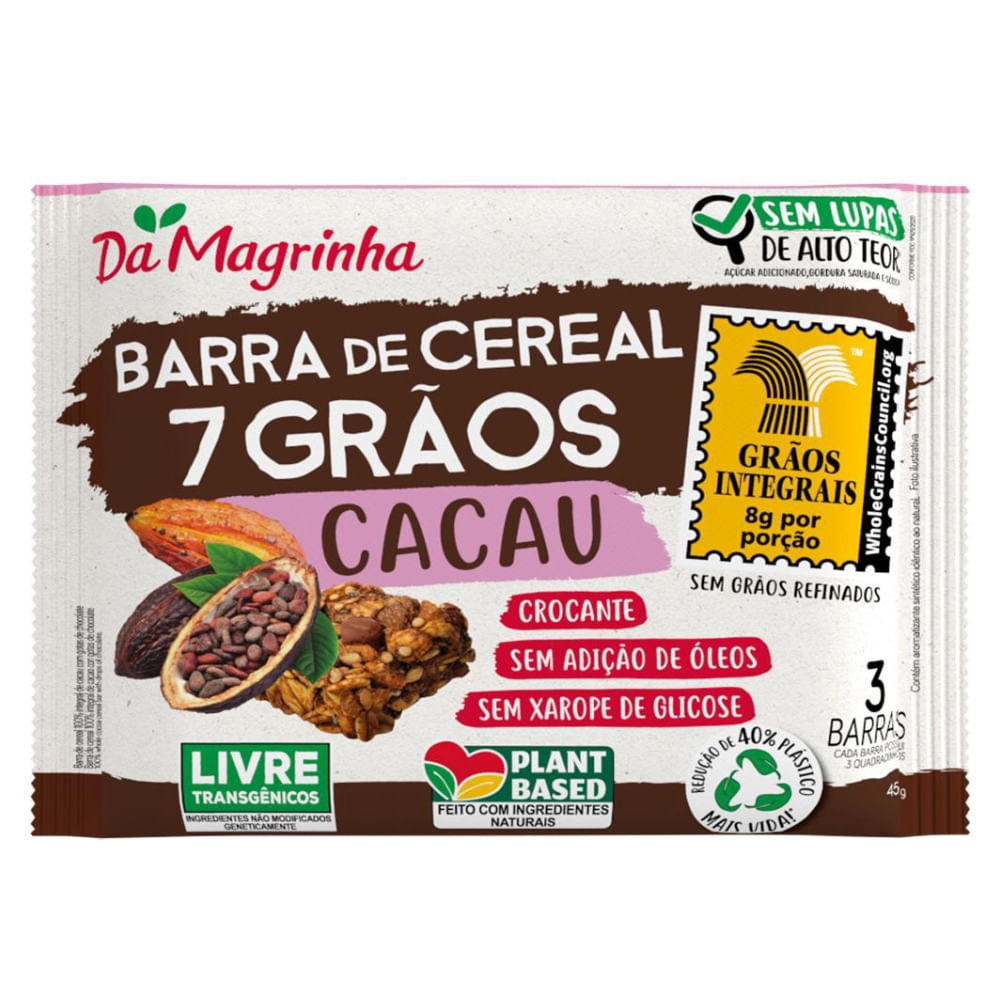 Barra de Cereal Da Magrinha Cacau 45g c/ 3 unid - Prezunic Barra de Cereal Da Magrinha Cacau 45g c/ 3 unid - Prezunic