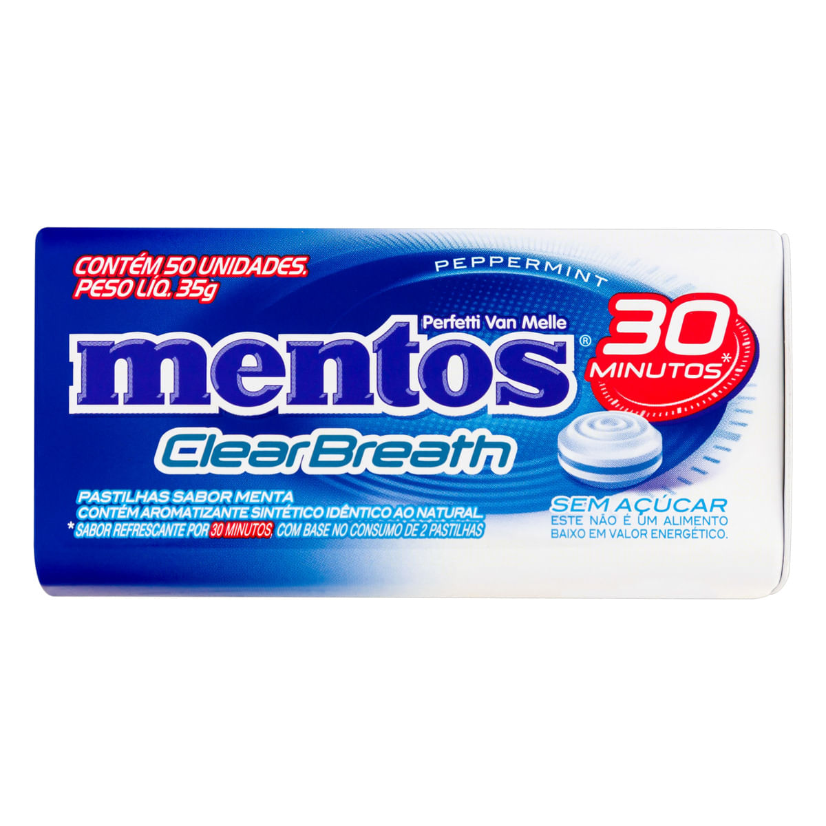 Pastilha Menta Zero Açúcar Mentos Clear Breath Lata 35g 50 Unid | Prezunic