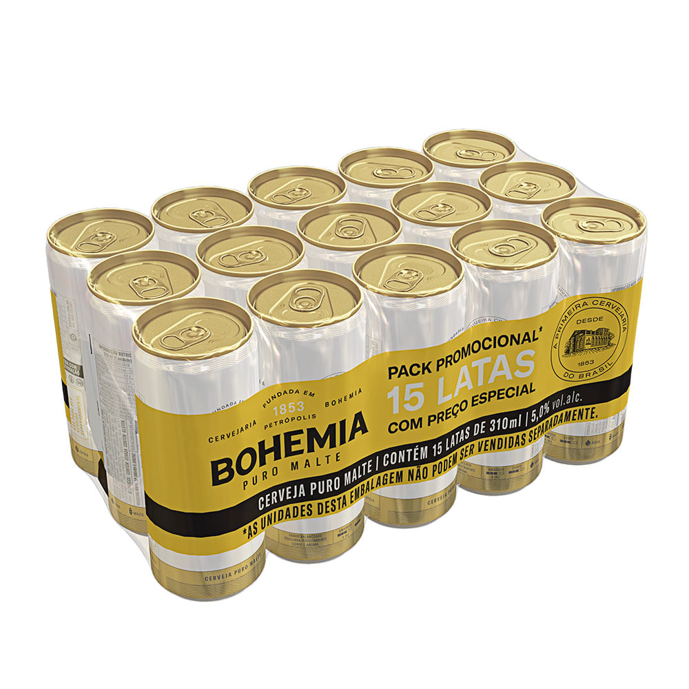 Cerveja Bohemia Puro Malte lata com 15 unid de 310ml | Convencional ...