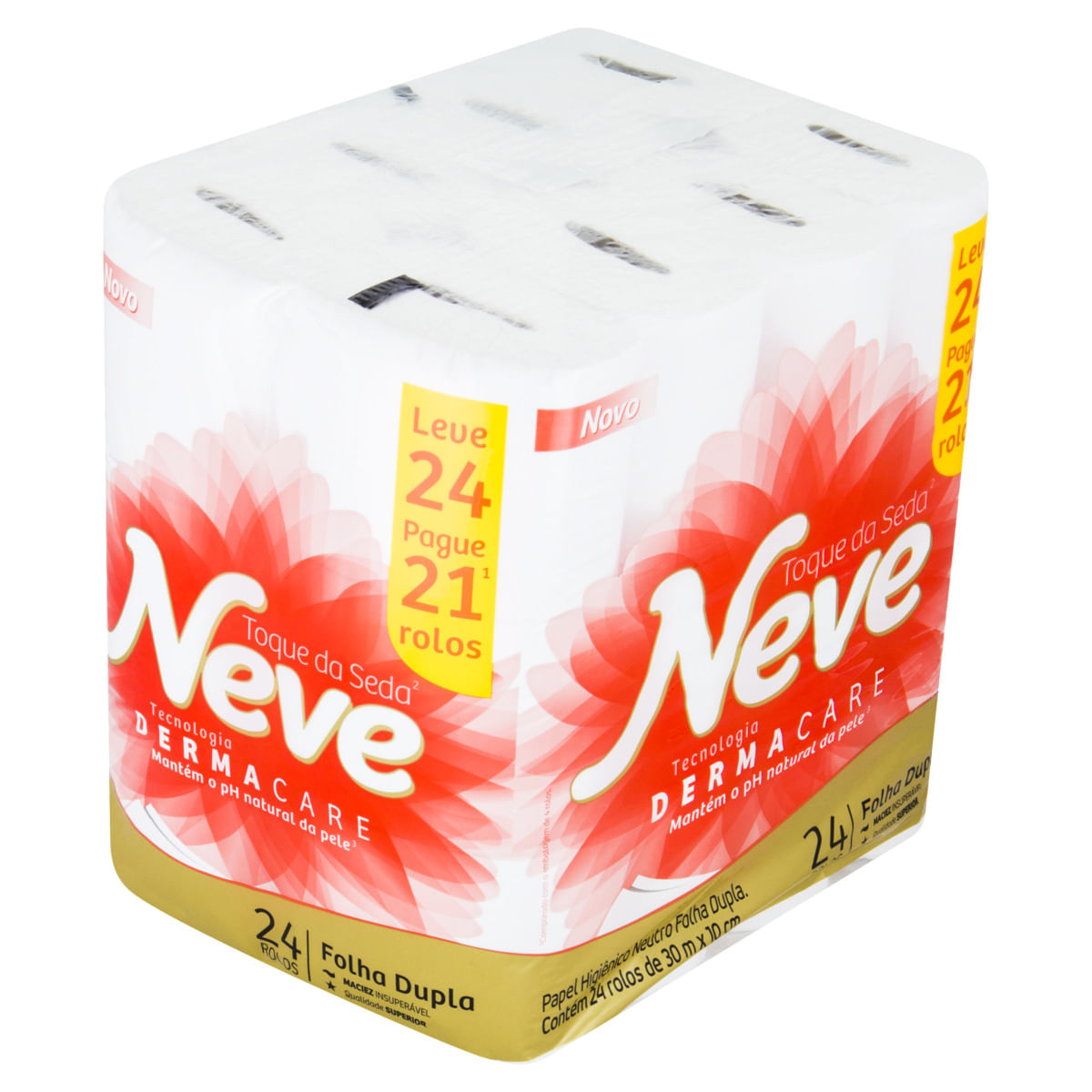 Papel Higiênico Neve Neutro Toque Da Seda Folha Dupla 30m Leve 24