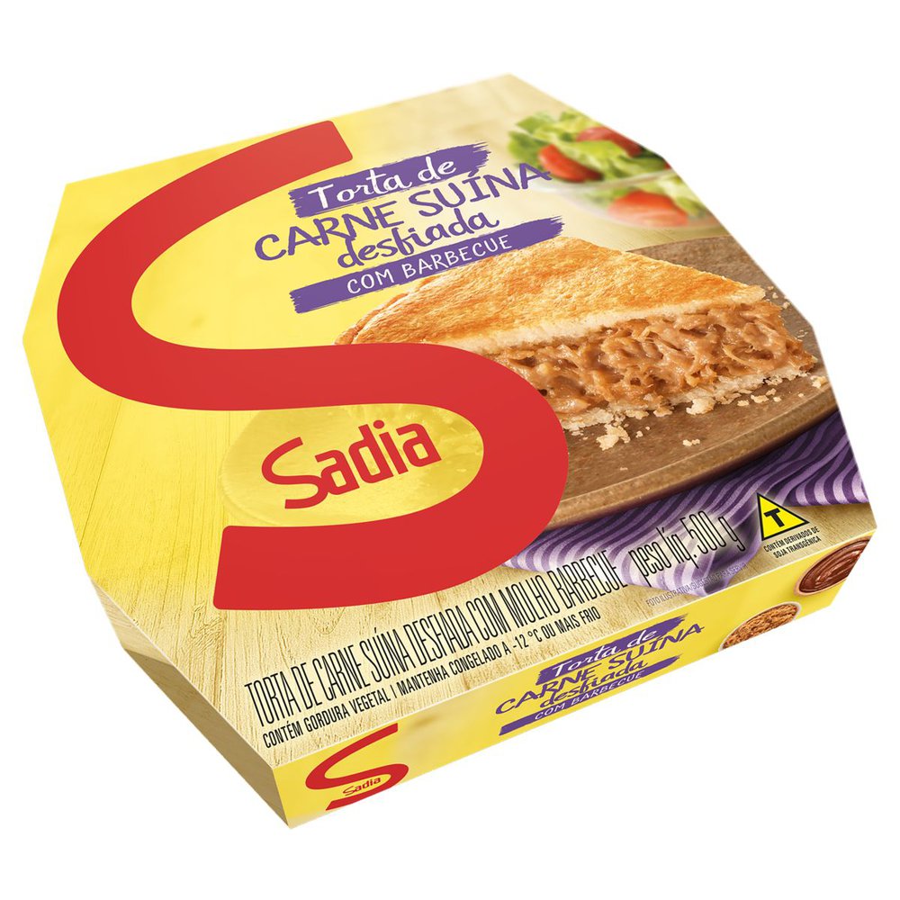 Torta Sadia Carne Suína Desfiada c/ Barbecue Congelada Caixa 500g ...