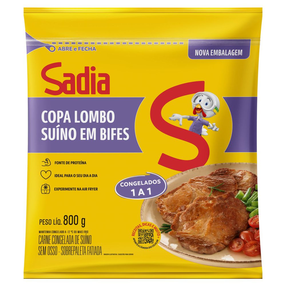Copa Lombo Suína Sadia Fatiada Congelada s/ Osso 800g | Prezunic