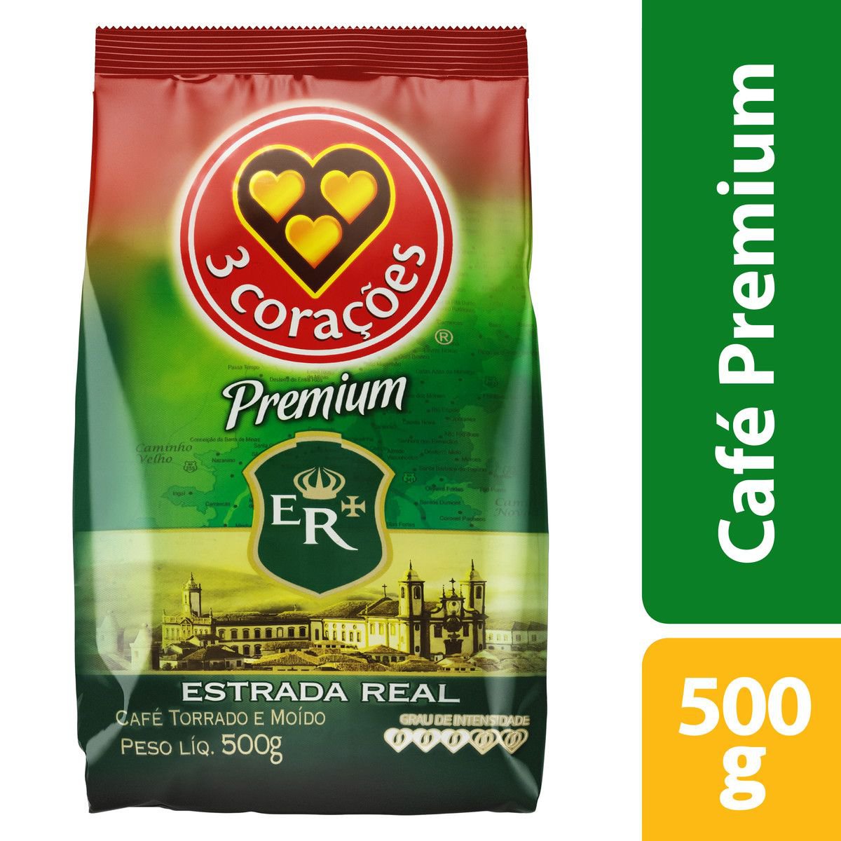 Café em Pó 3 Corações Premium Estrada Real Pacote 500g | Prezunic