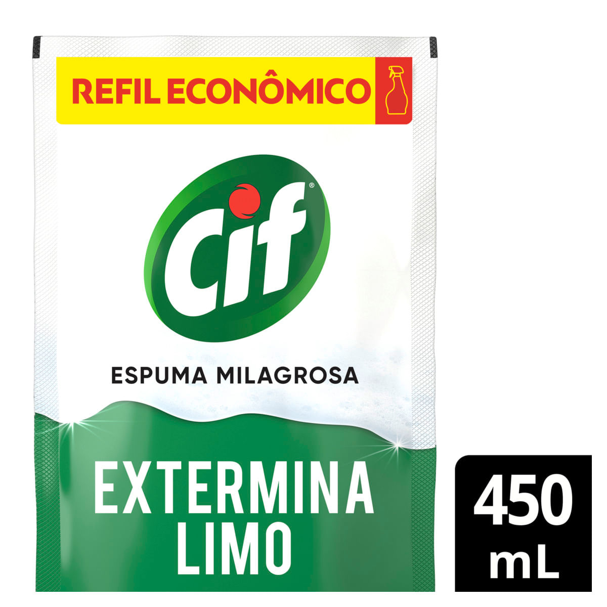 Limpador Cif Espuma Milagrosa Extermina Limo Sachê 450ml Refil ...