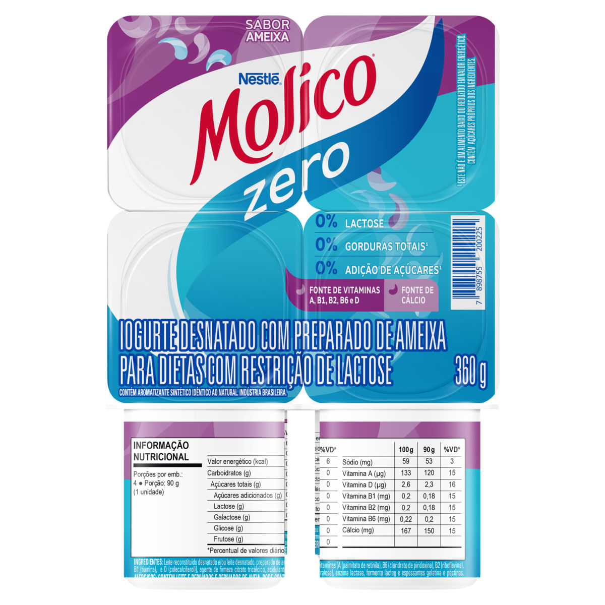 Iogurte Desnatado Molico Zero Lactose Ameixa Bandeja 360g | Prezunic