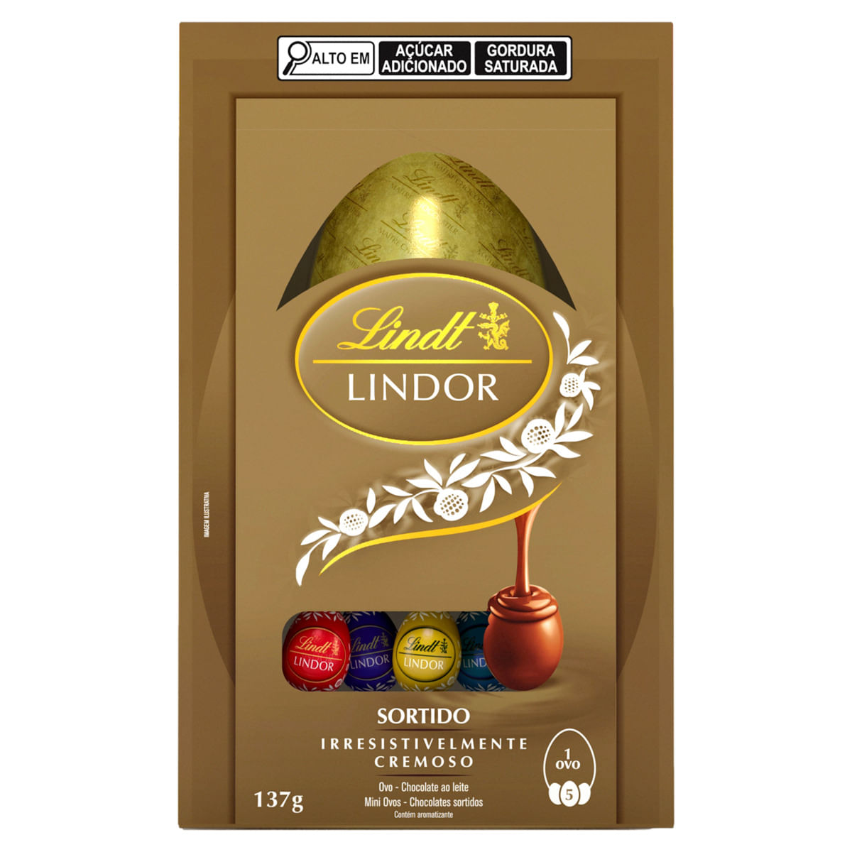 Ovo de Páscoa Lindt Lindor ao Leite com Mini Ovos Chocolate Sortido ...